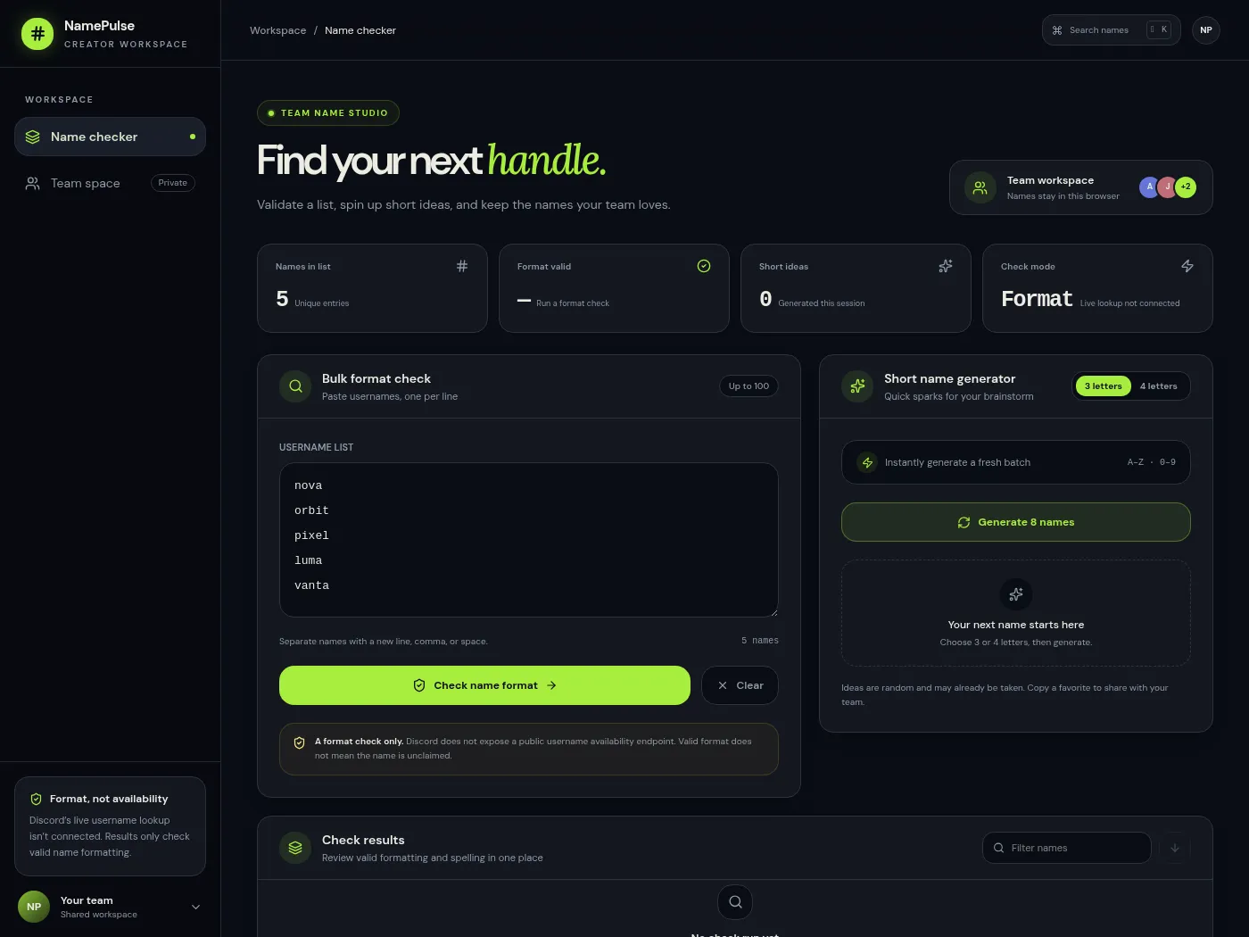 NamePulse Discord Checker