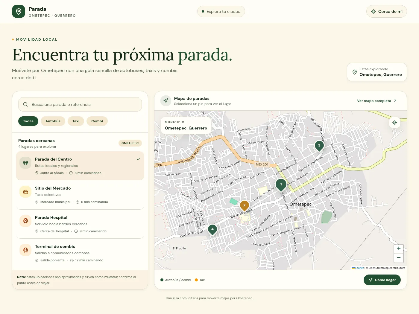 Ometepec Stop Finder