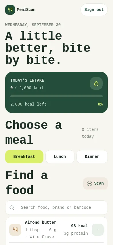 MealScan Tracker