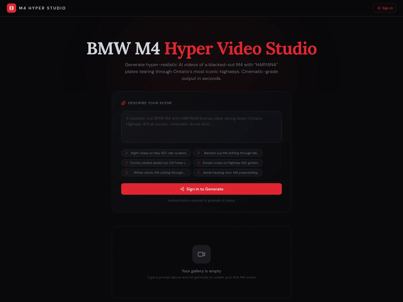BMW M4 Hyper Video Studio
