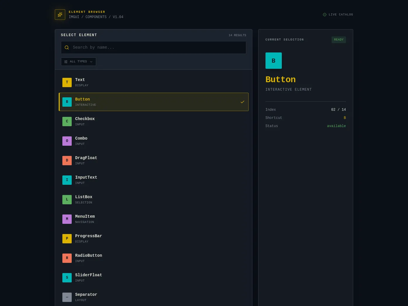 Element Selector Menu