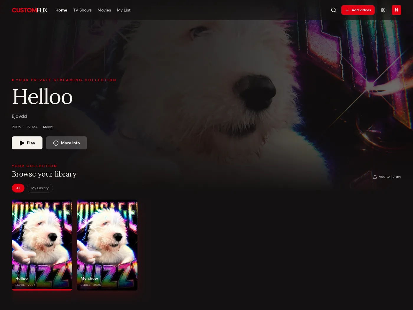 CustomFlix Library