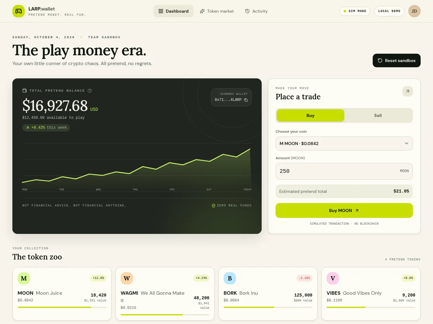 LARP Wallet Simulator