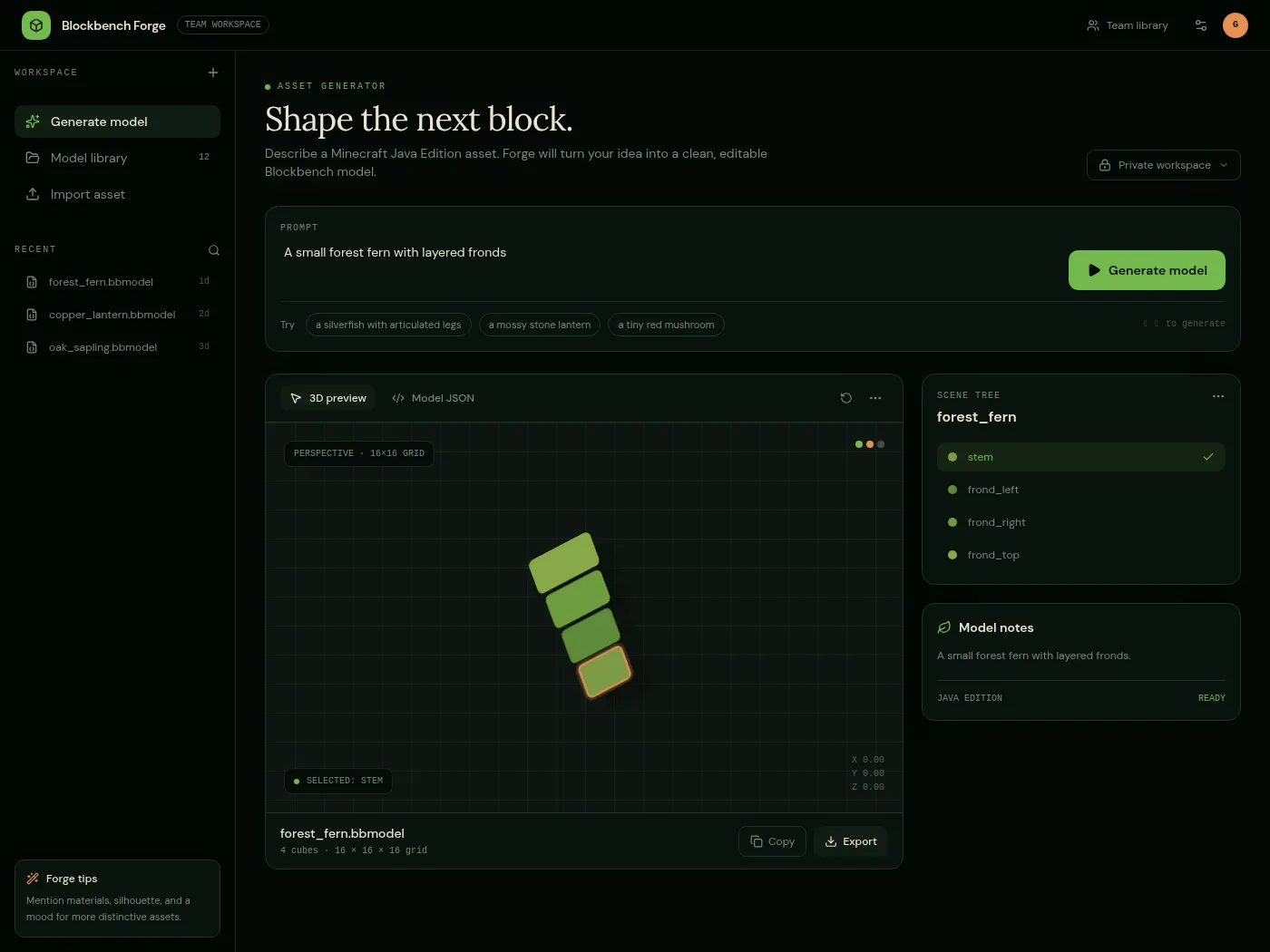 Blockbench Model Generator