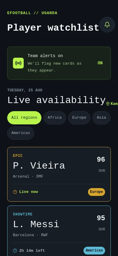 eFootball Player Tracker
