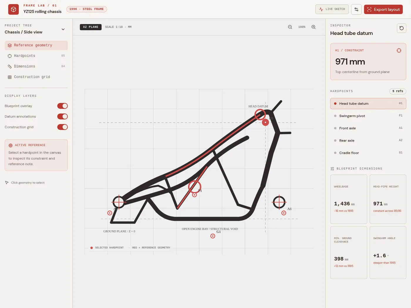 YZ125 CAD Frame Modeler