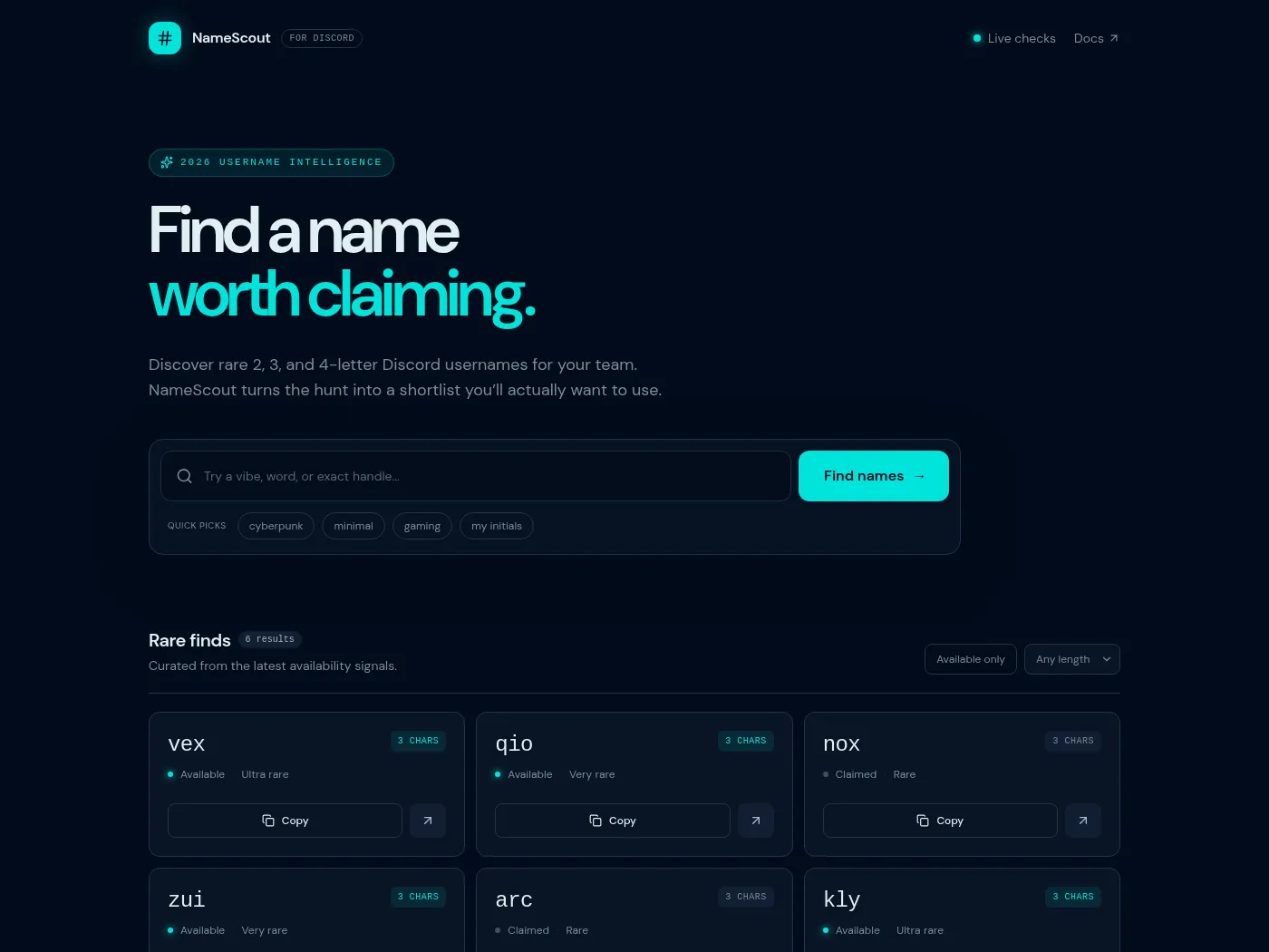 Discord Name Finder AI