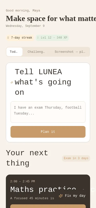 LUNEA AI Life Planner