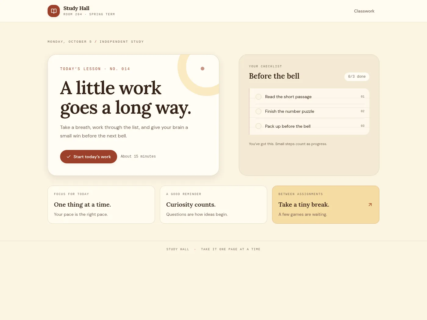 Classwork Game Hub