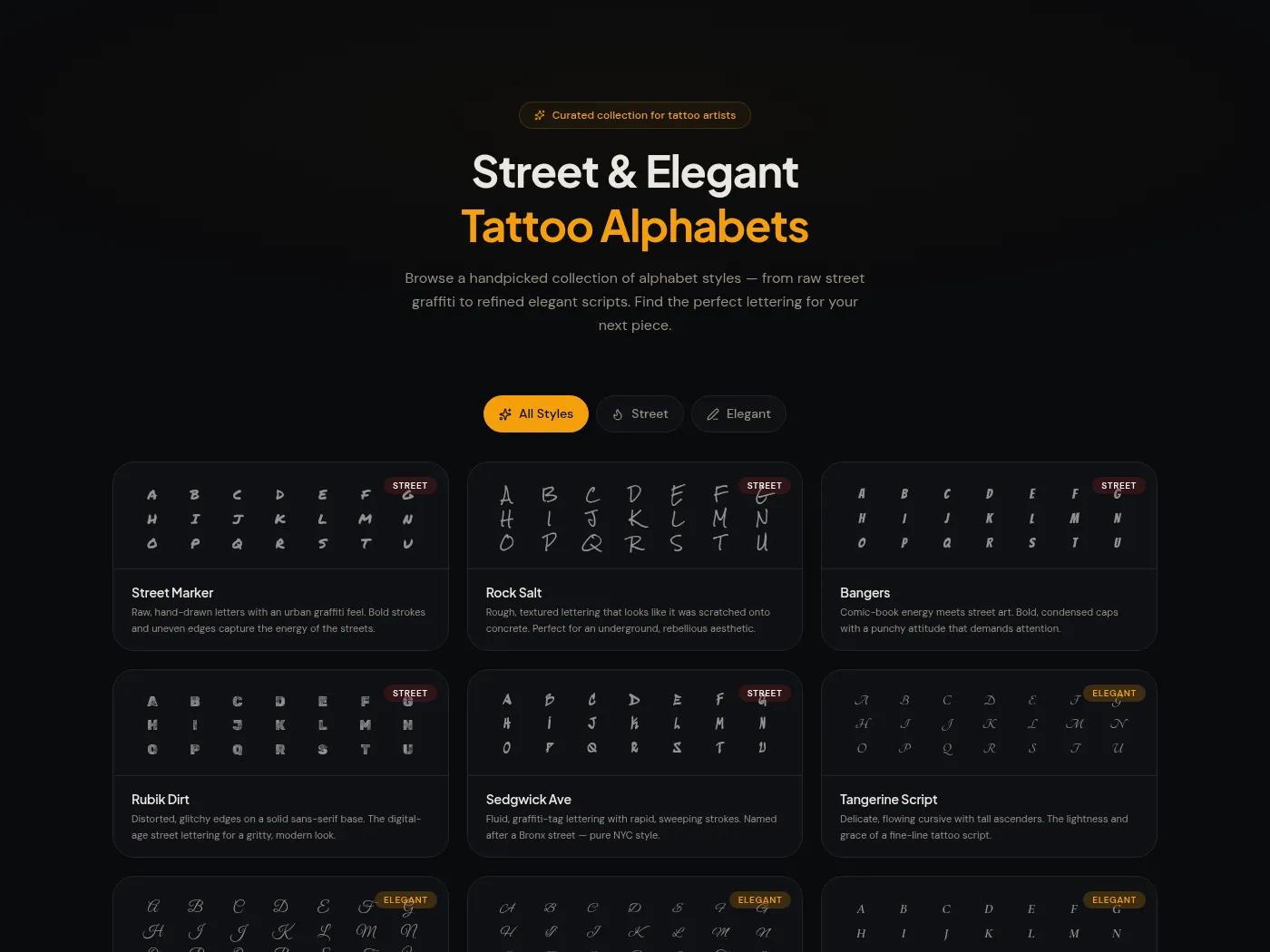 Street & Elegant Tattoo Fonts