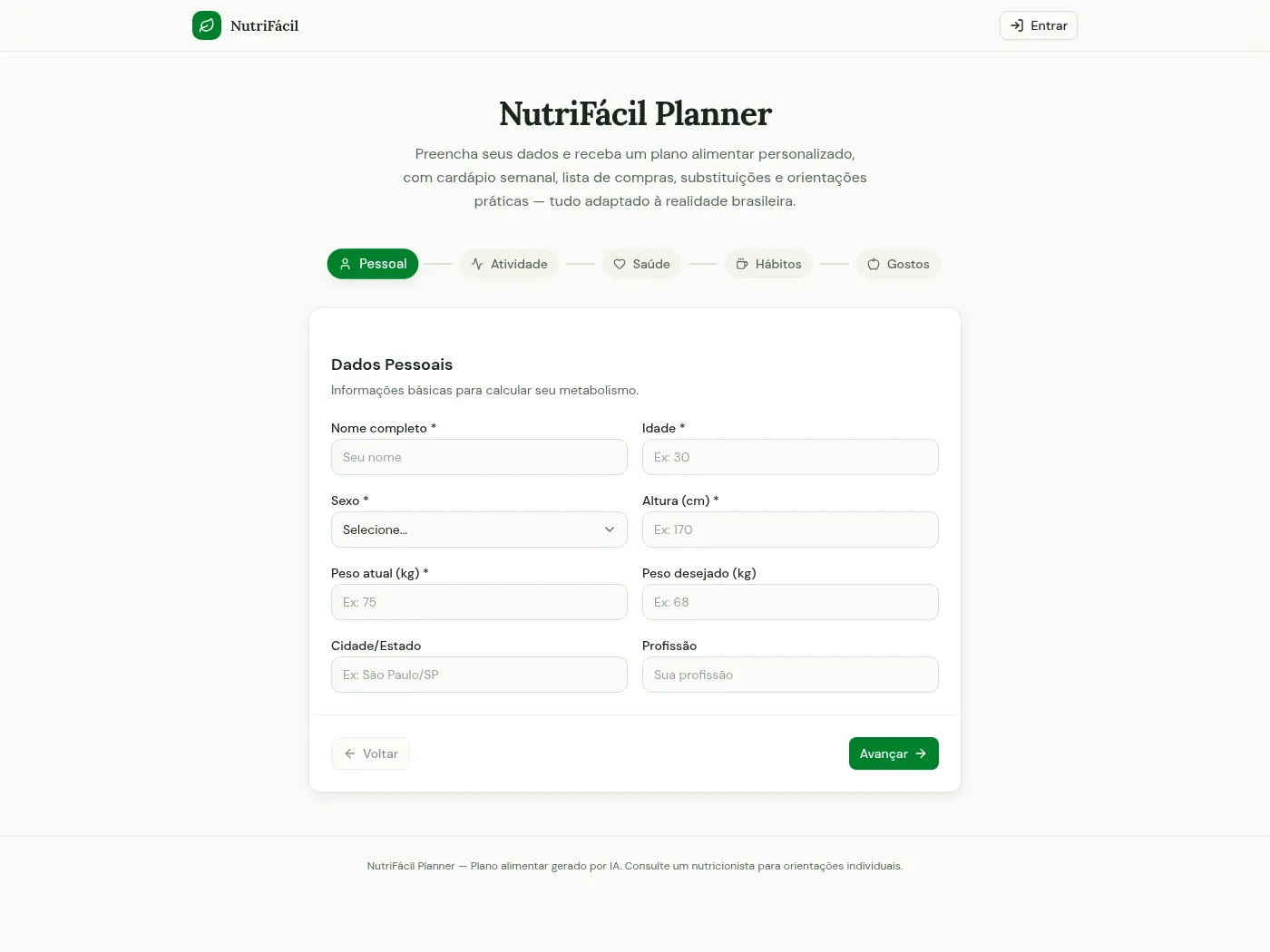 NutriFácil Planner