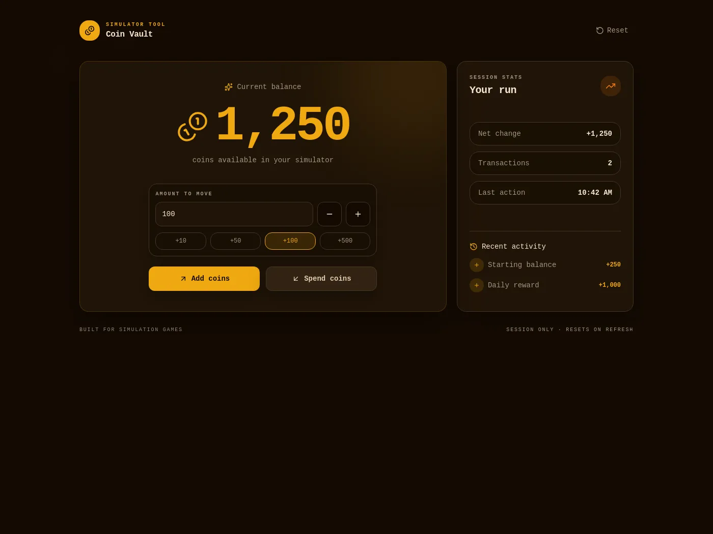 Simulator Coin Counter