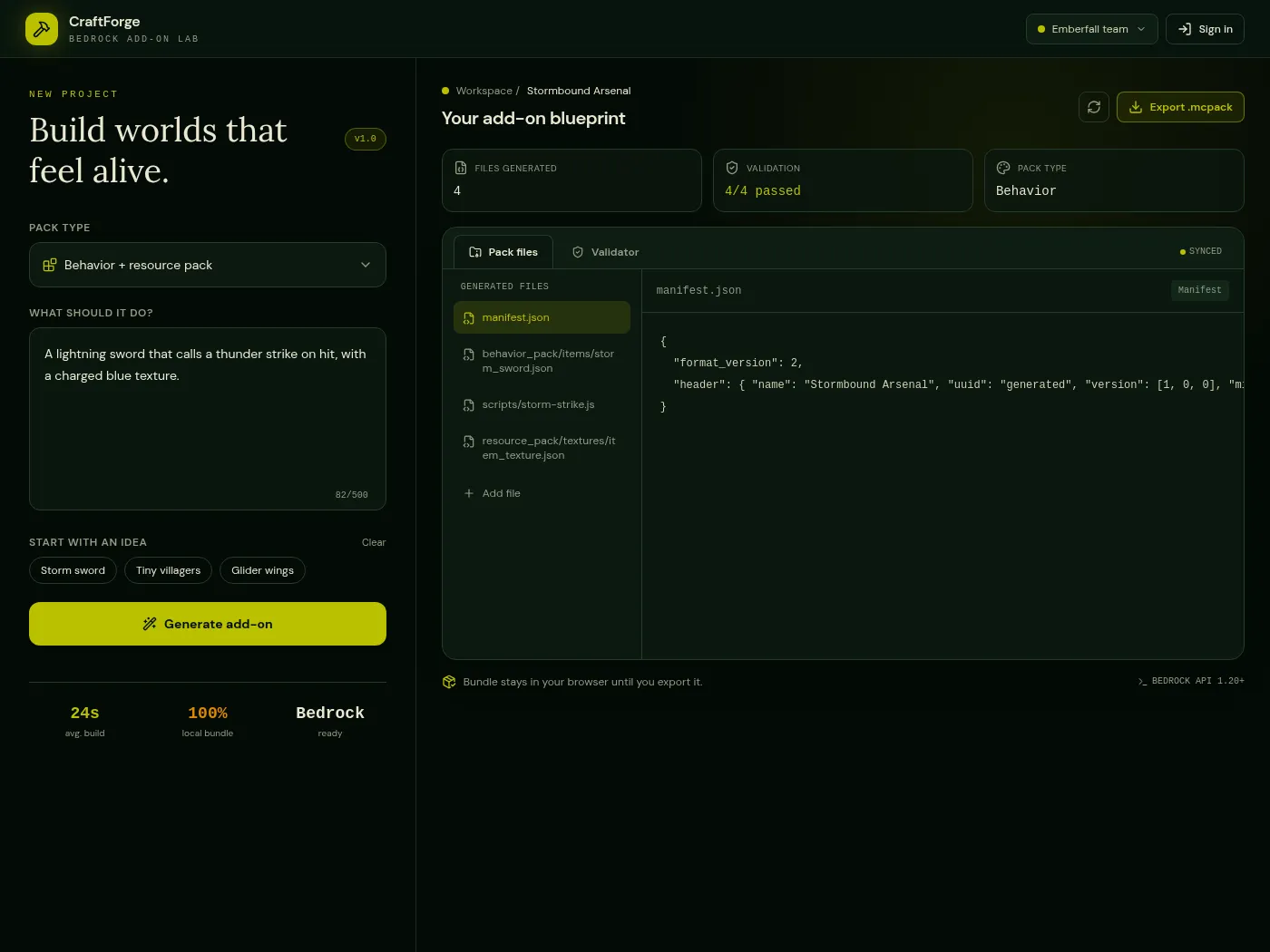 AI Minecraft Add-on Maker
