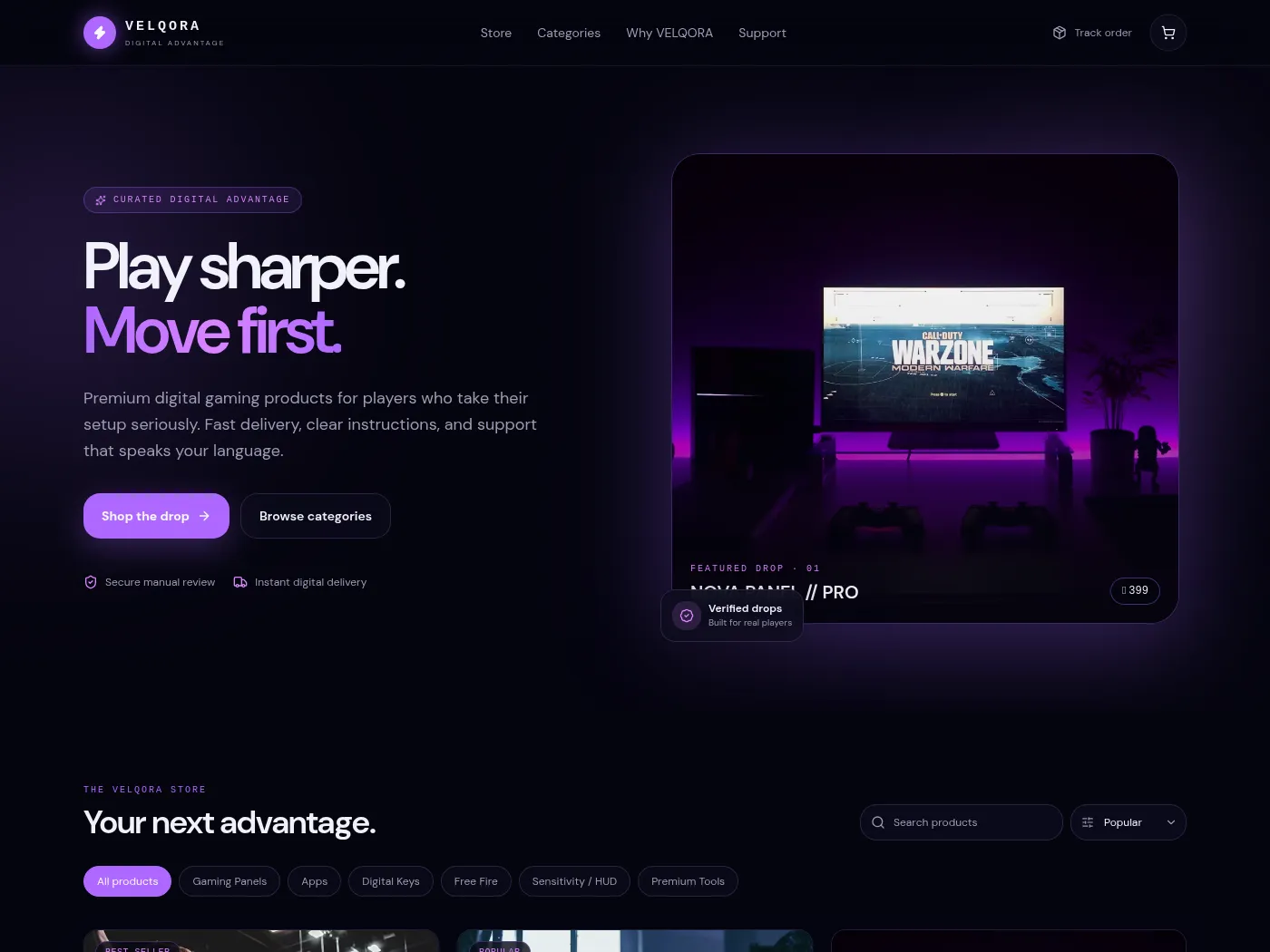 VELQORA Gaming Panel Store