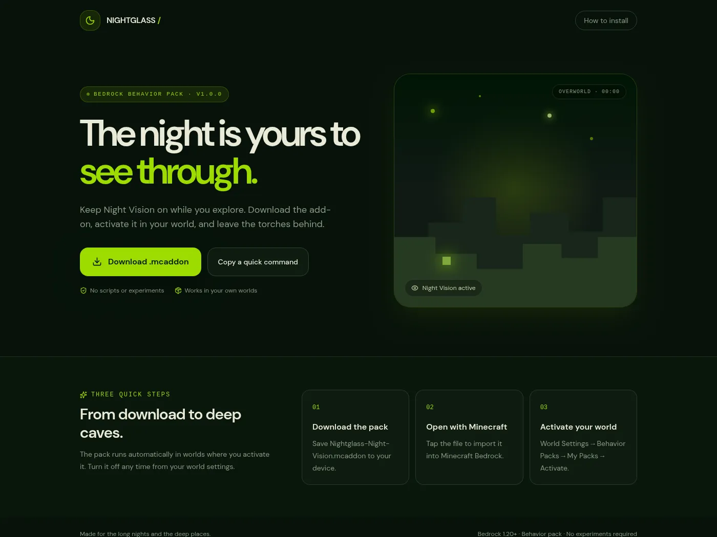 Bedrock Night Vision Addon