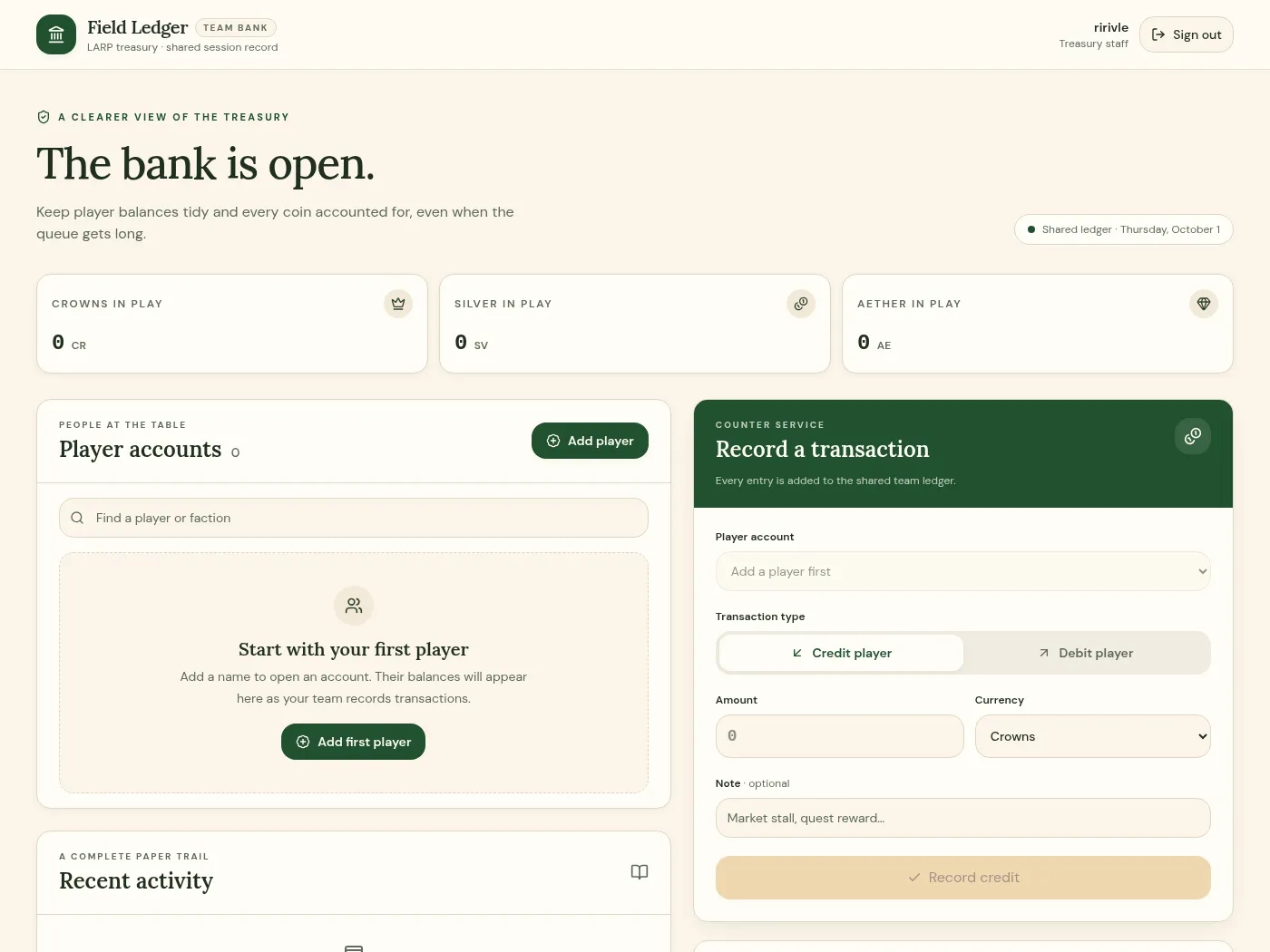 LARP Bank Manager