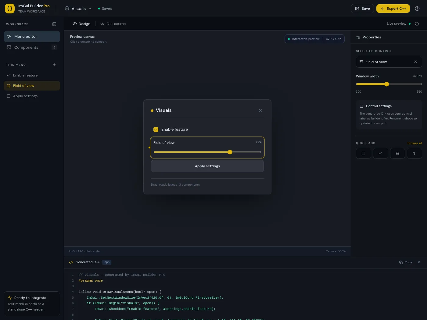 ImGui Builder Pro