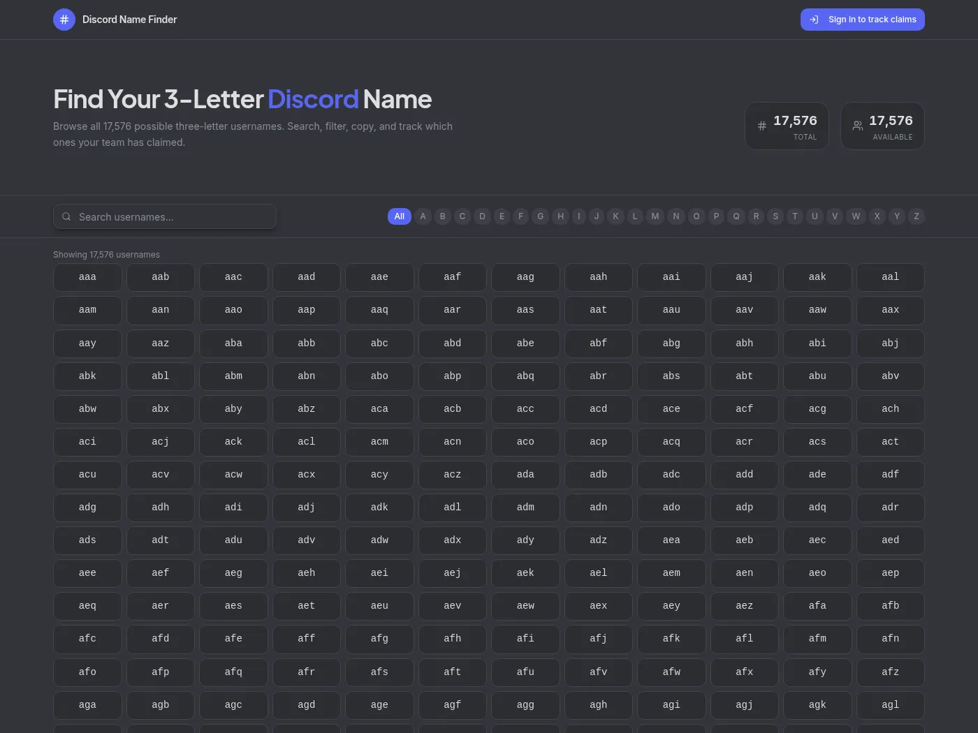 Discord Name Finder
