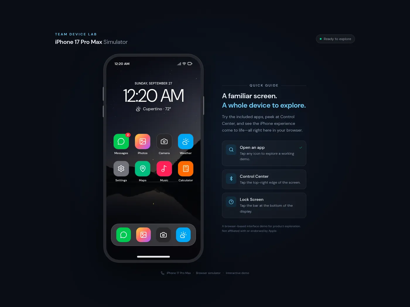 iPhone 17 Pro Web Simulator