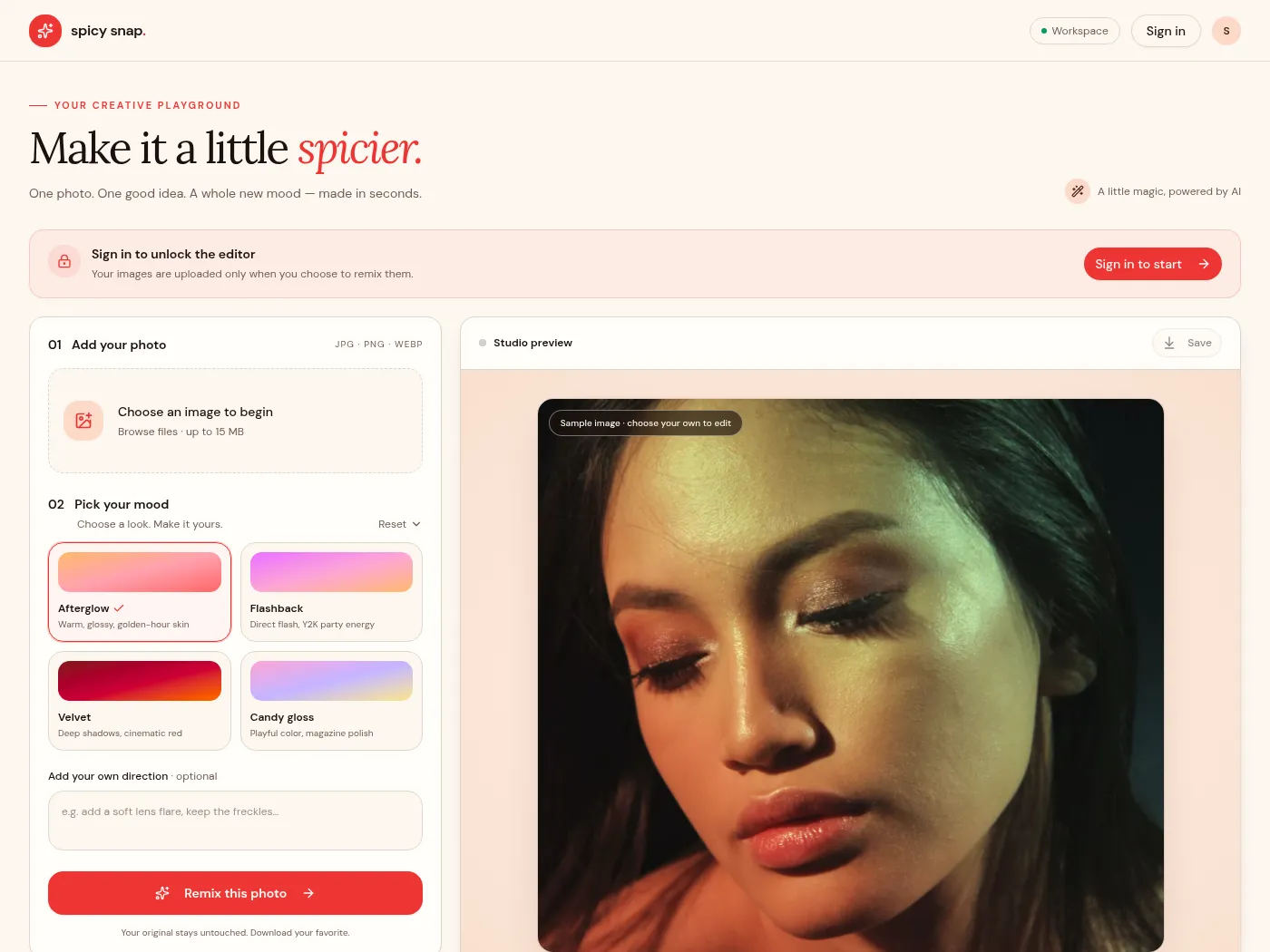 Spicy Snap AI Editor
