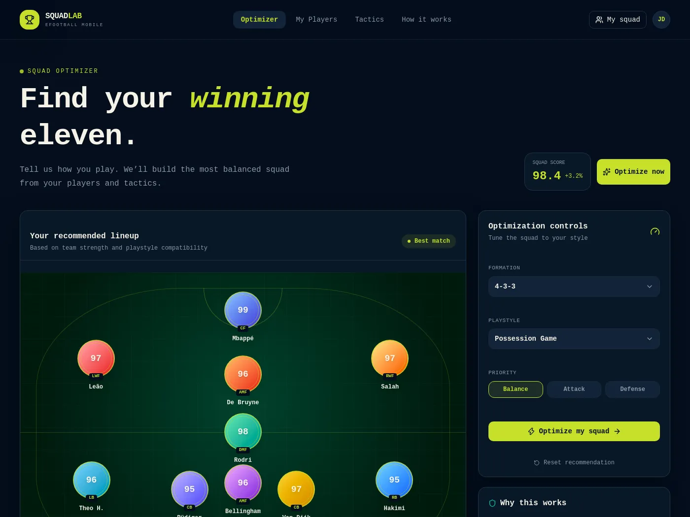 eFootball Squad Optimizer