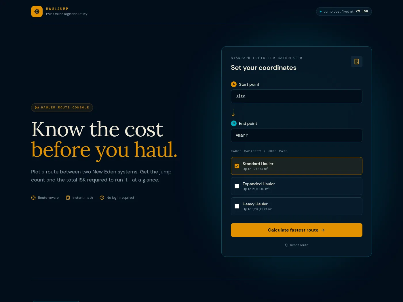 HaulJump Calculator