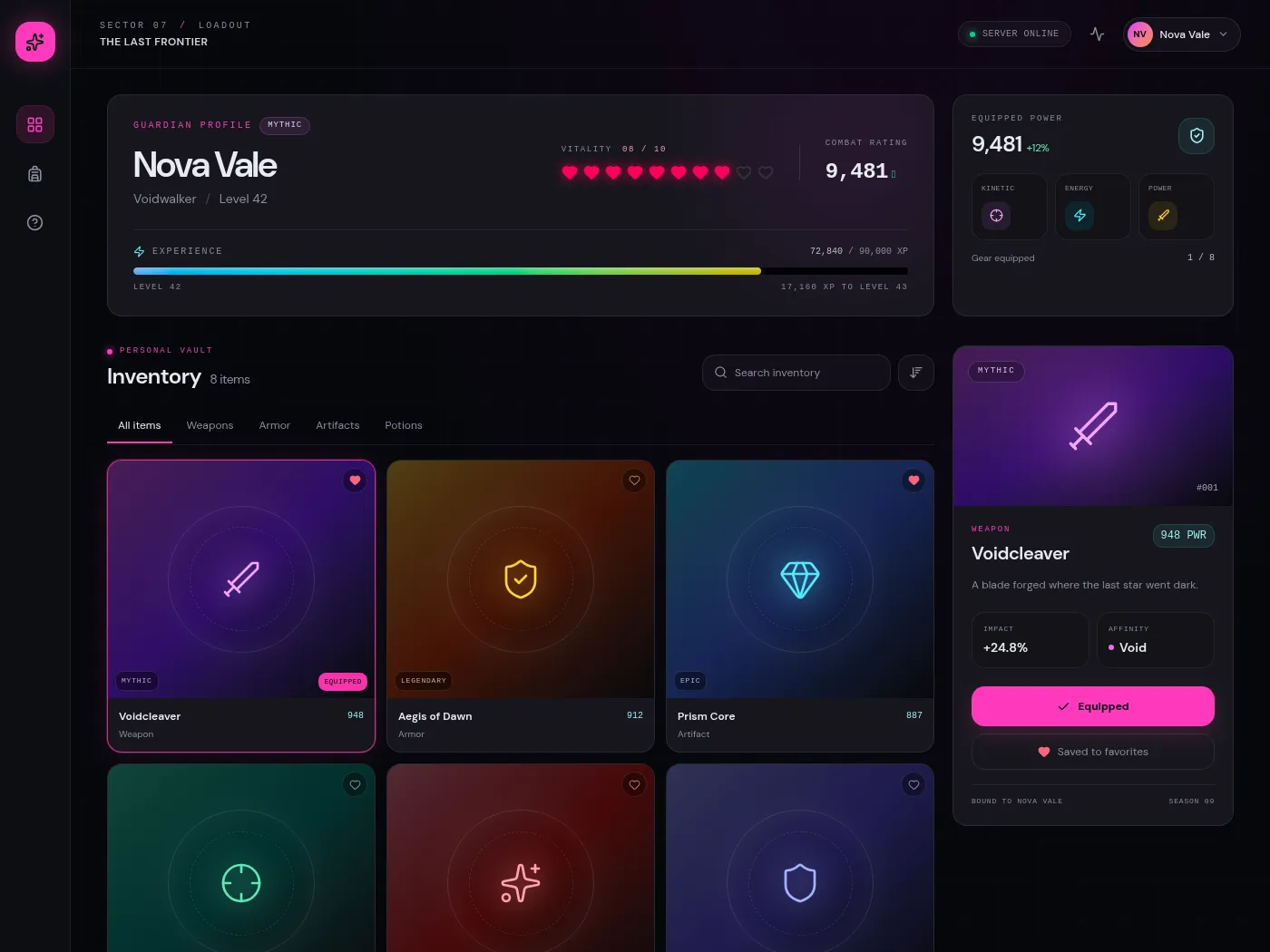 Dark Inventory UI