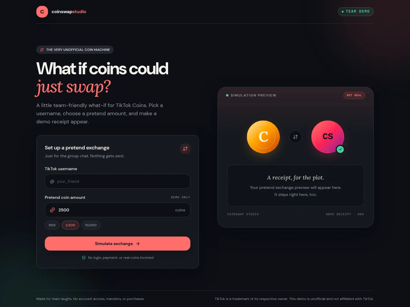 CoinSwap Prank Simulator