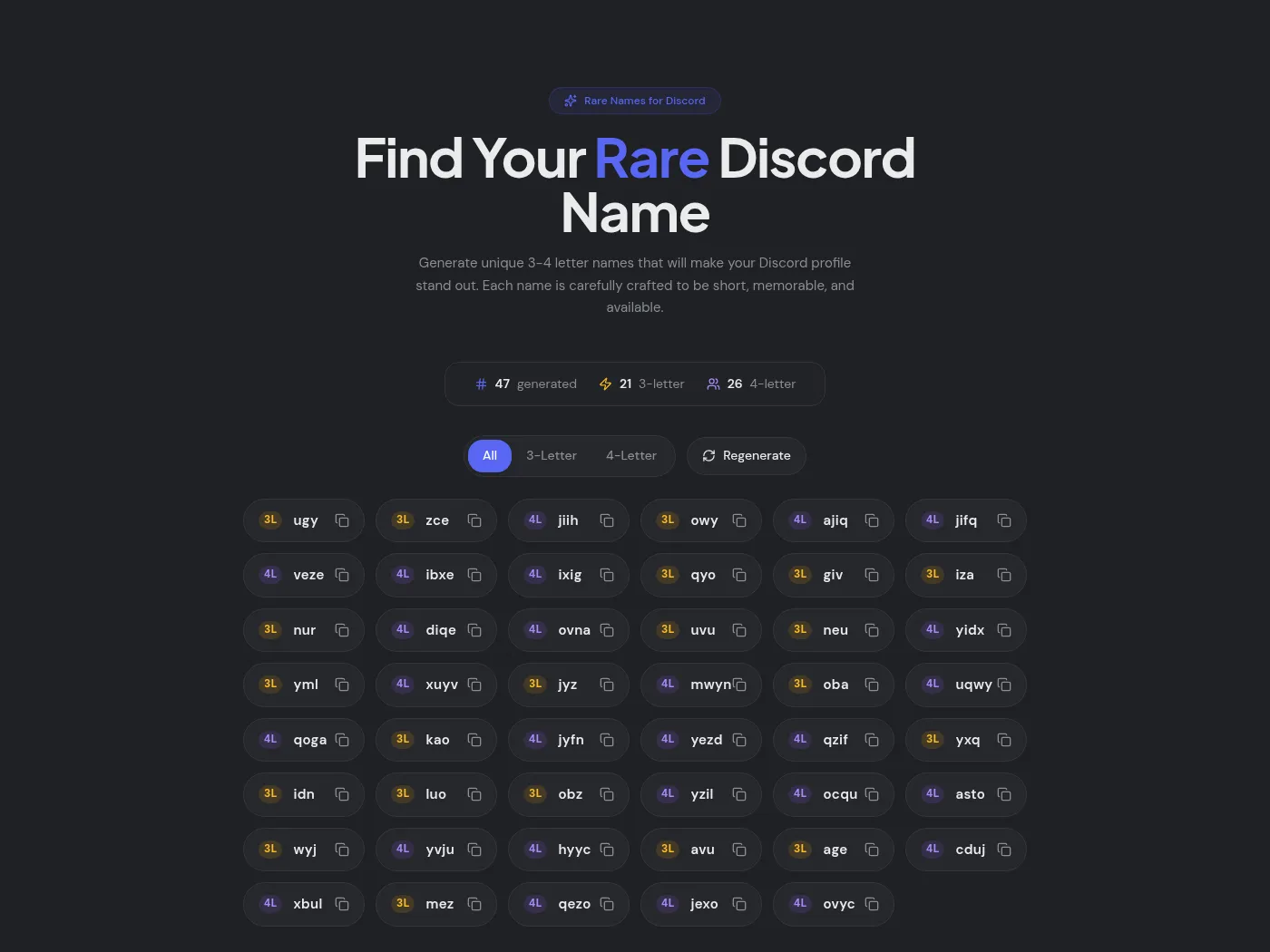 RareCord Names Finder
