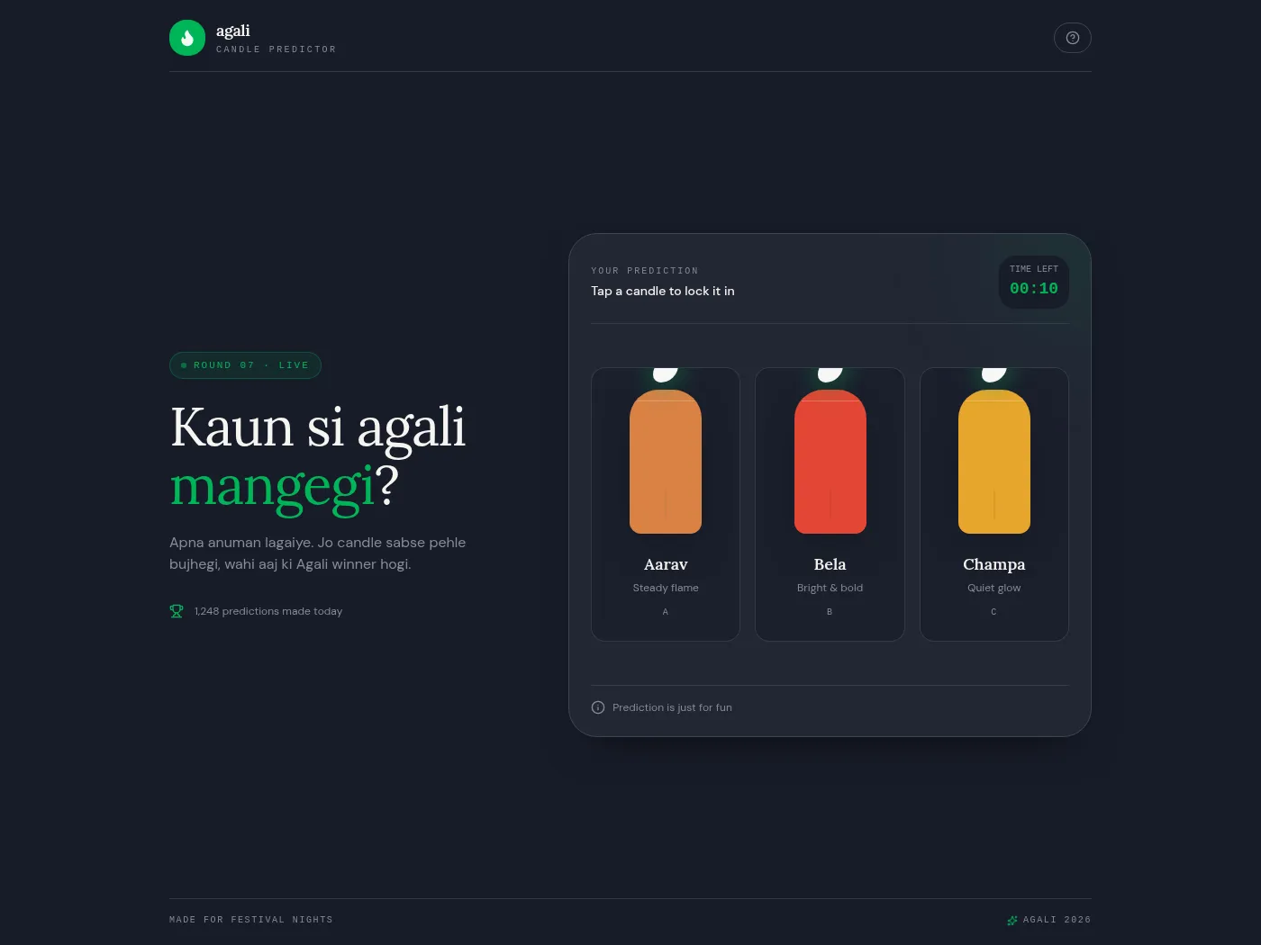 Agali Candle Predictor
