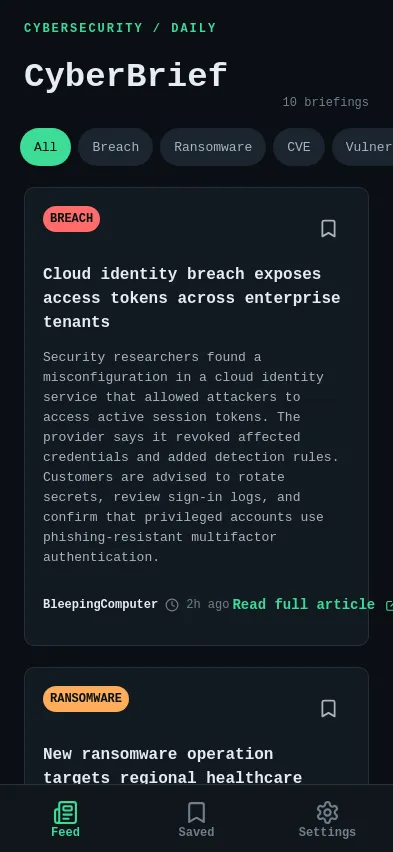 CyberBrief Mobile App