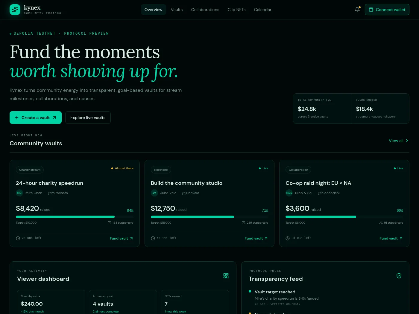 Kynex StreamVault Dapp
