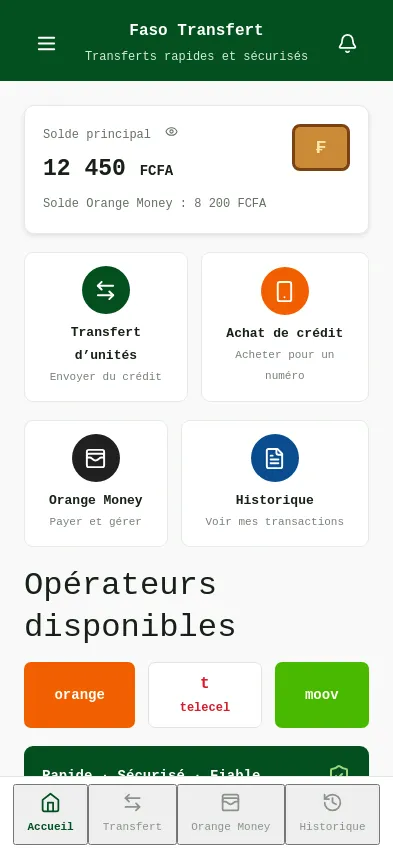 FasoTransfert Mobile Prototype
