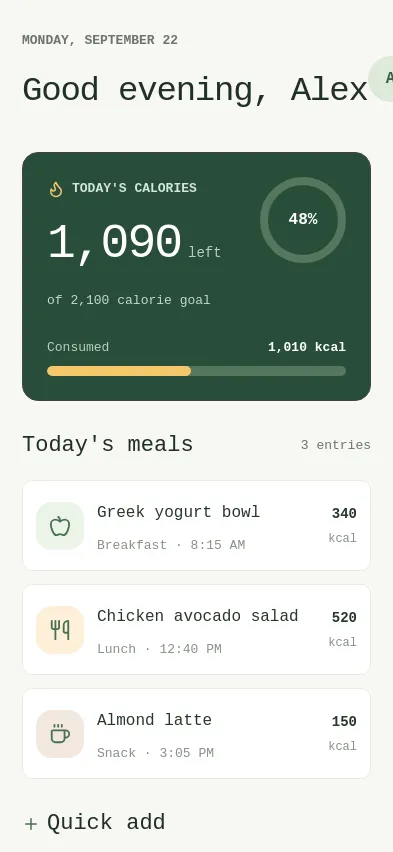 CalorieTrack Mobile