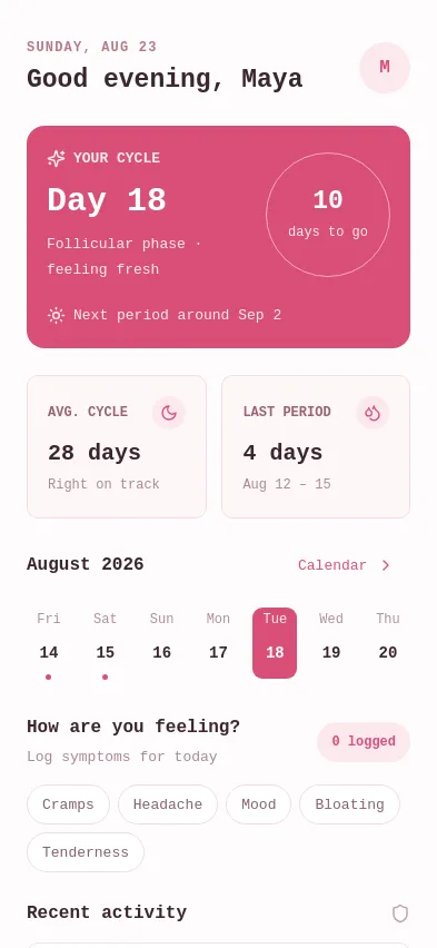 CycleTrack Minimalist App