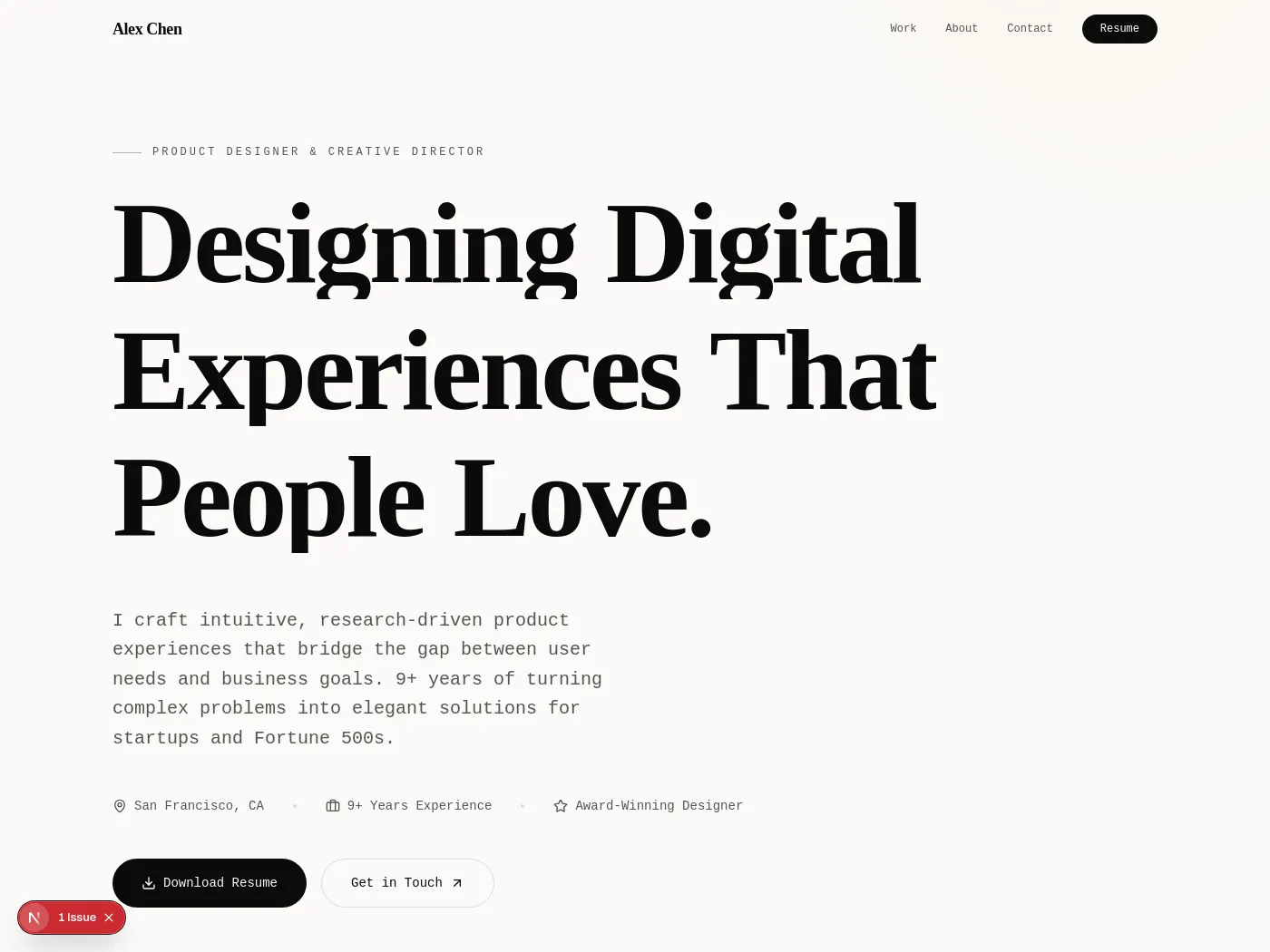 Immersive Designer Portfolio