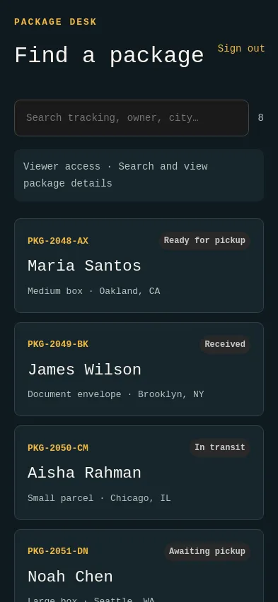 Package Admin App