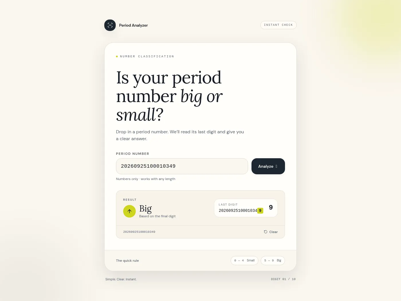 Period Number Analyzer