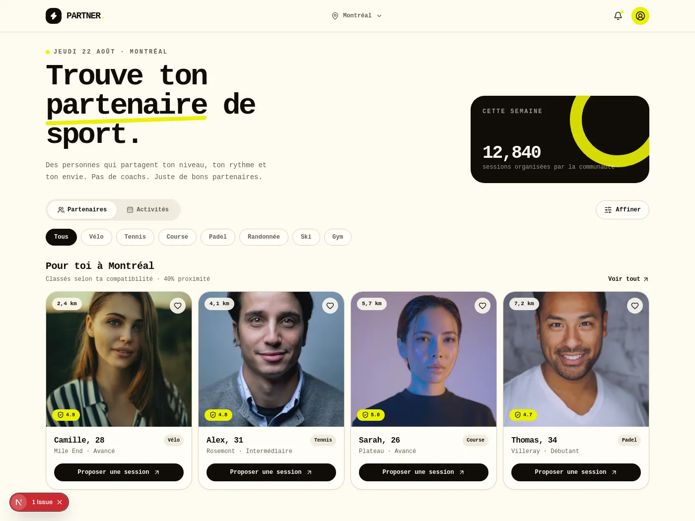 Partner Sport Finder