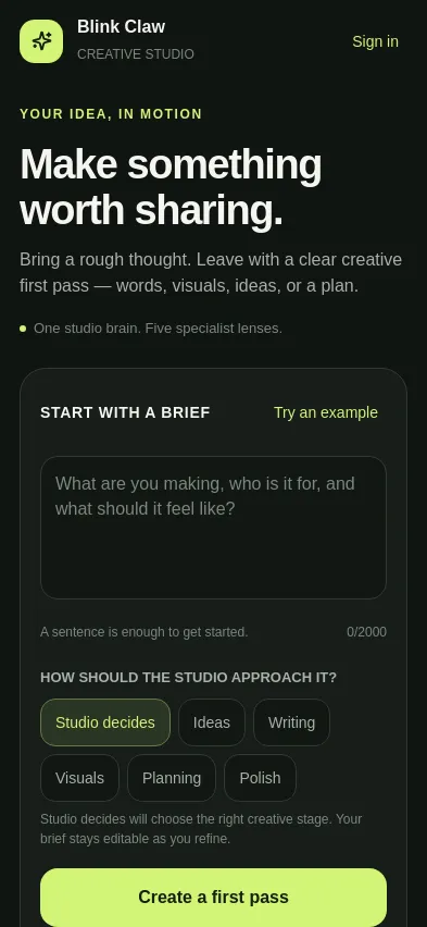 Blink Claw Studio Agent