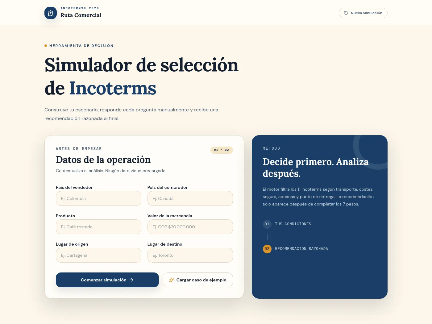 Simulador Selección Incoterms