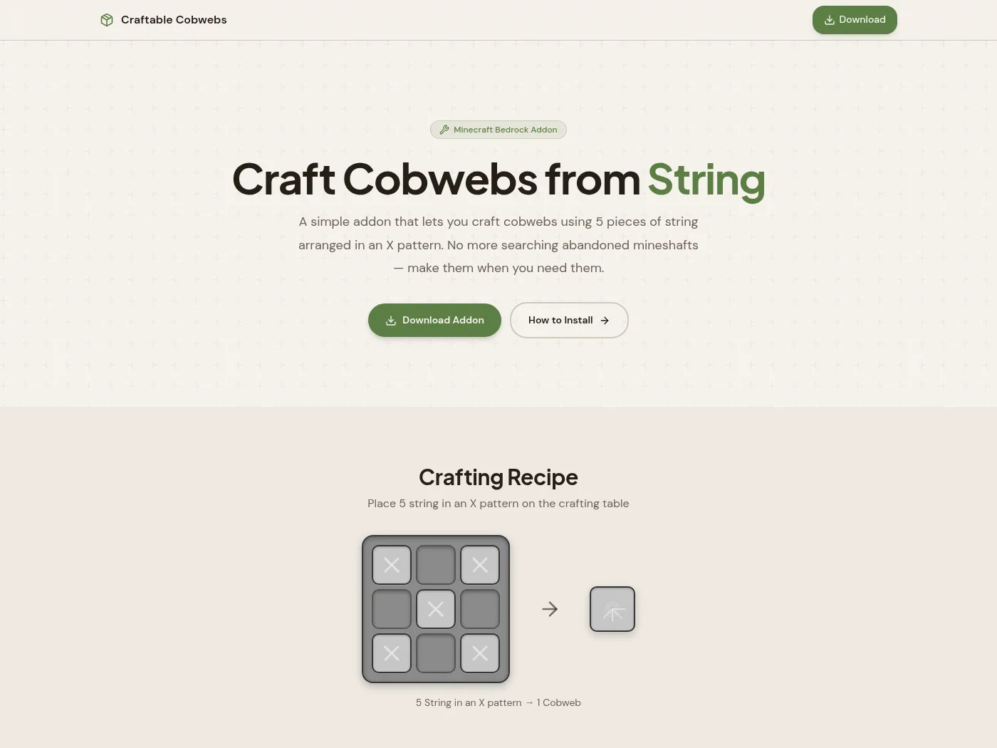 Craftable Cobwebs Addon