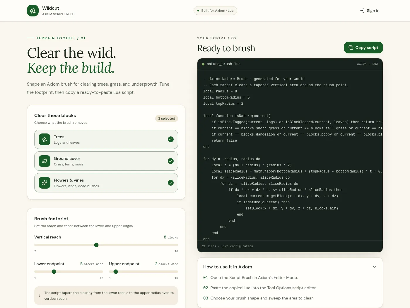 Axiom Script Brush