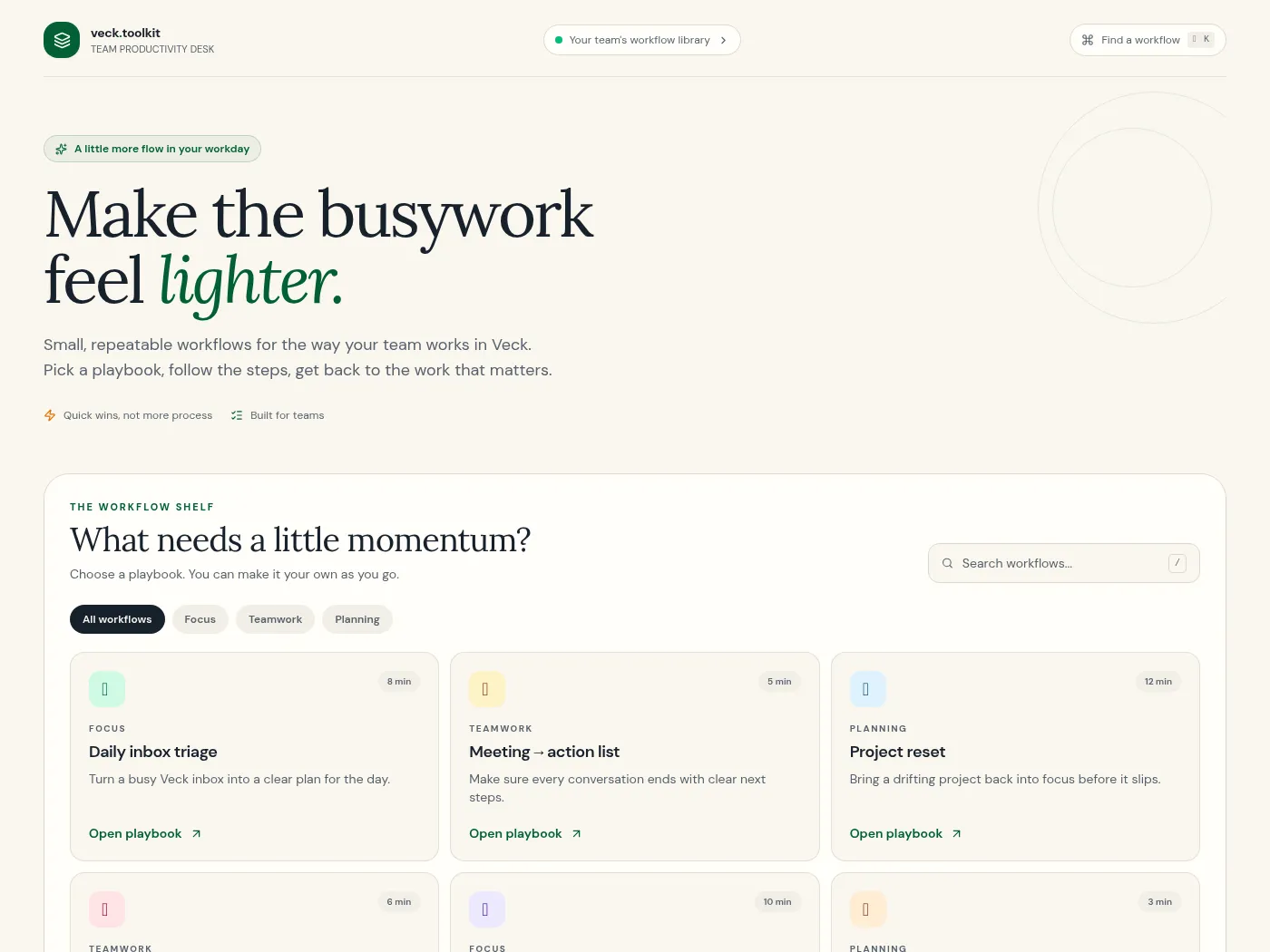 Veck Productivity Toolkit