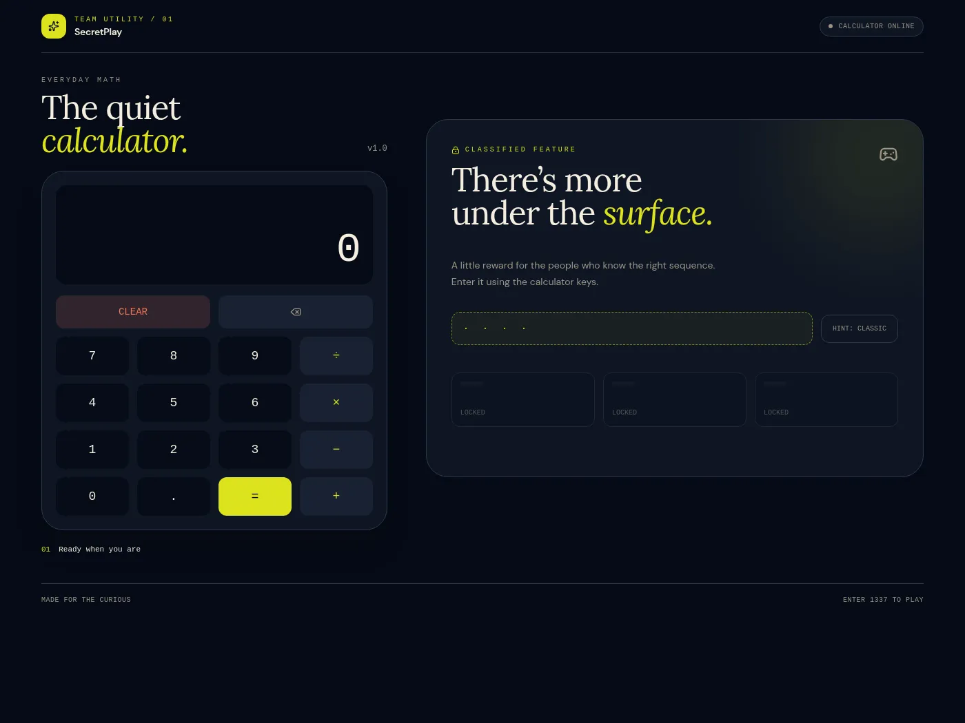 SecretPlay Calculator