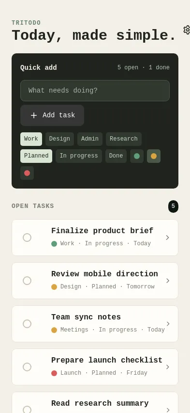TriTodo Minimal Tracker