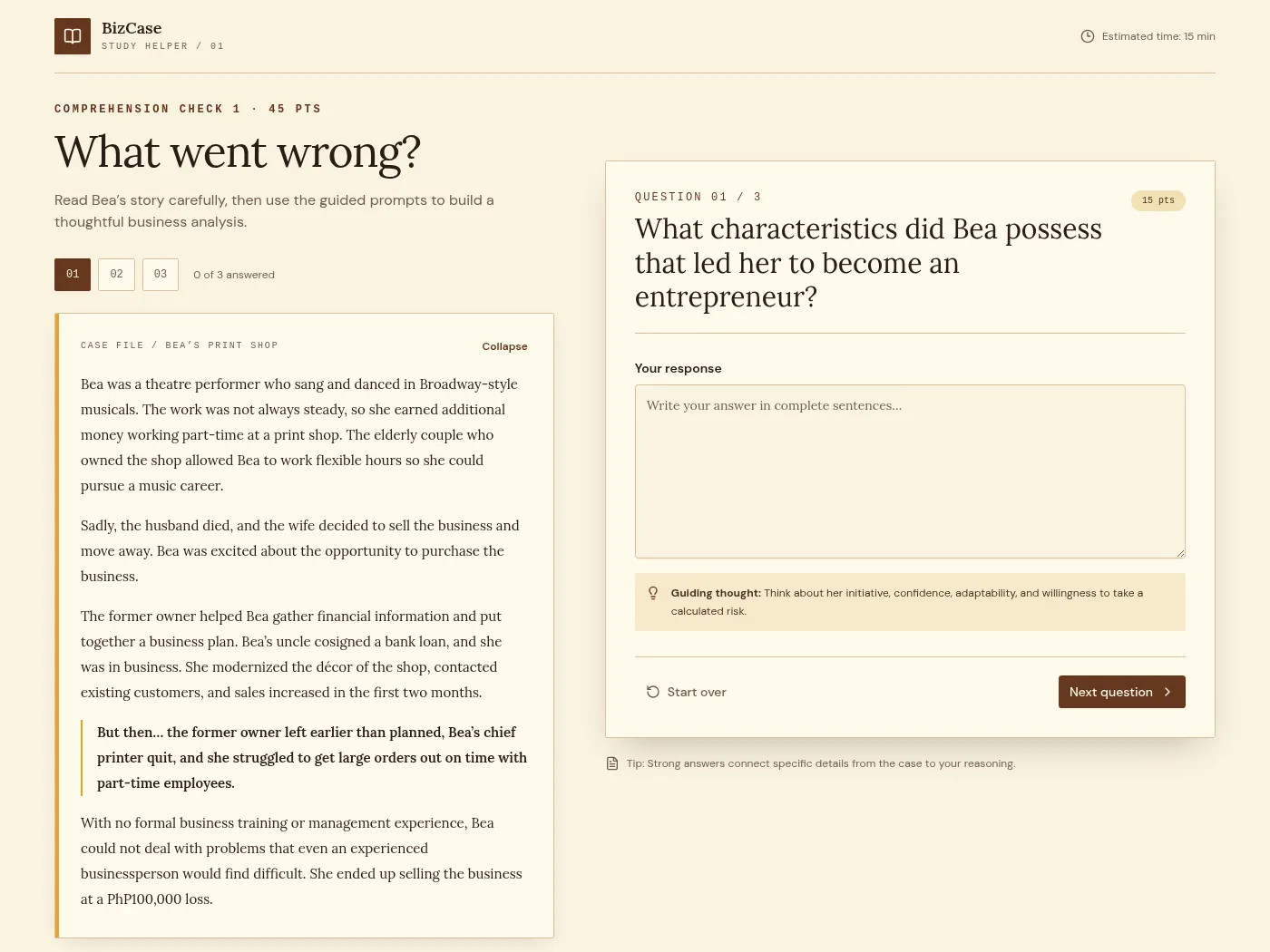 BizCase Study Helper