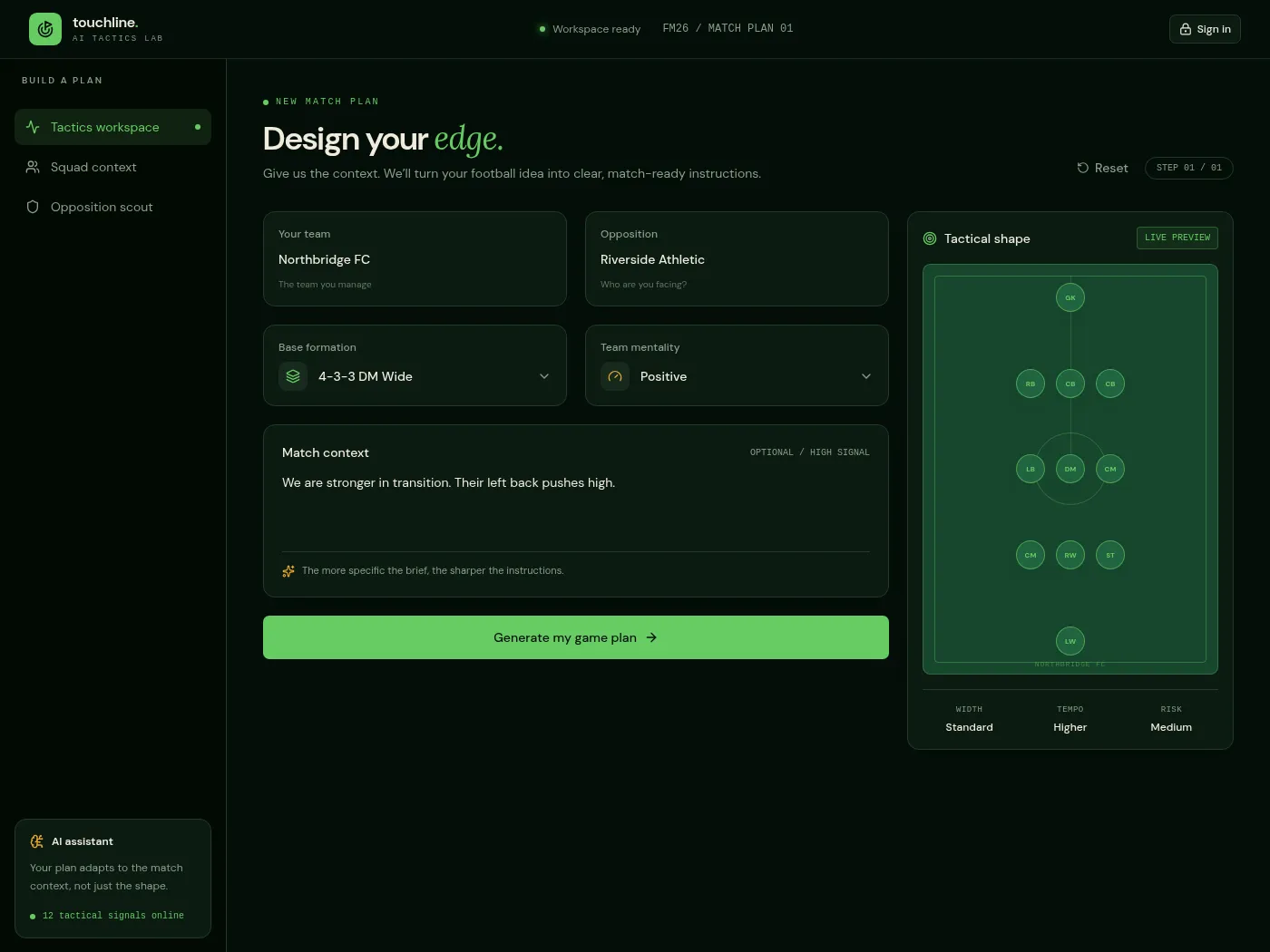 AI Football Tactics Builder
