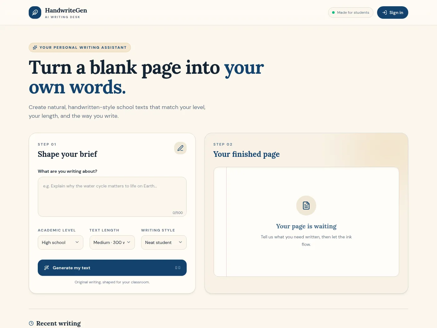 HandwriteGen AI