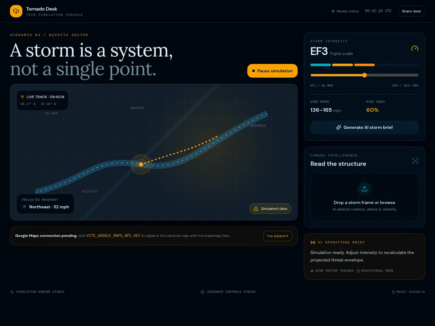 Tornado AI Maps Simulator